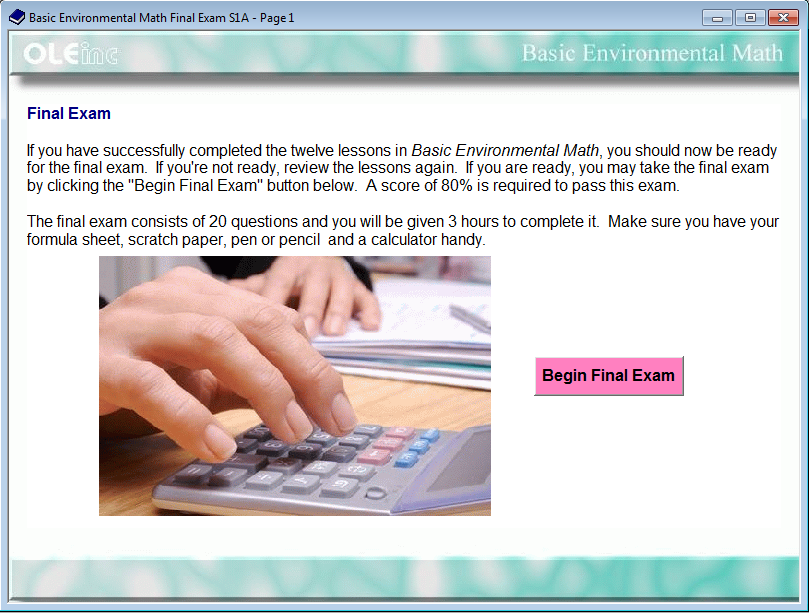 oletrain- Basic Environmental Math Final Exam