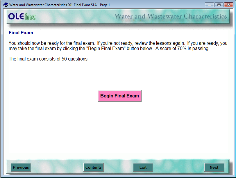 oletrain- Water and Wastewater Characteristics Final Exam