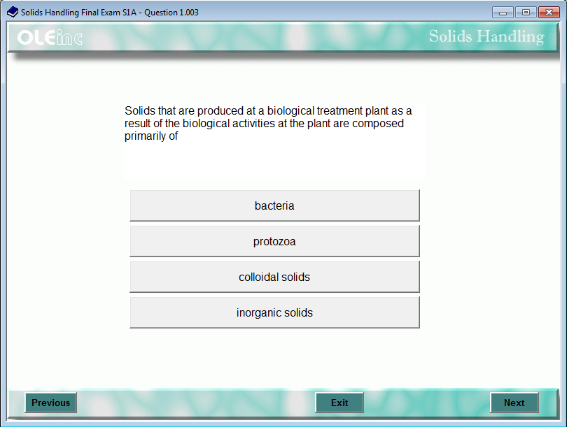 oletrain- Solids Handling Final Exam
